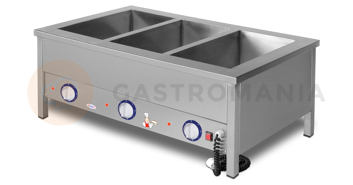 Vodní lázeň elektrická, 3 komorová, 1100x600x350 mm, 2,4 kW | EGAZ, BE-3NS