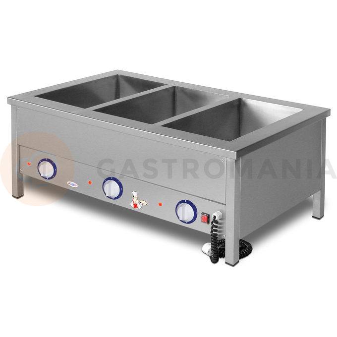 Vodní lázeň elektrická, 3 komorová, 1100x600x350 mm, 2,4 kW | EGAZ, BE-3NS