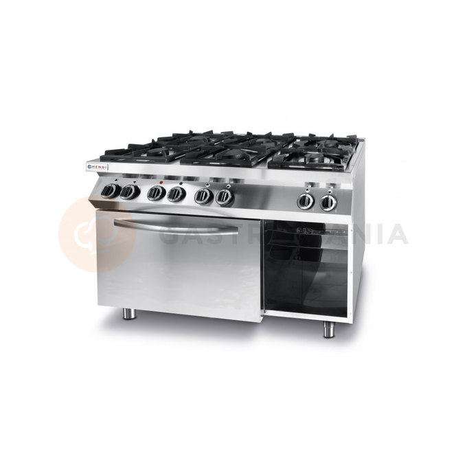 Plynový sporák s 6 hořáky a elektrickou troubou GN 1/1 | HENDI, Kitchen ...