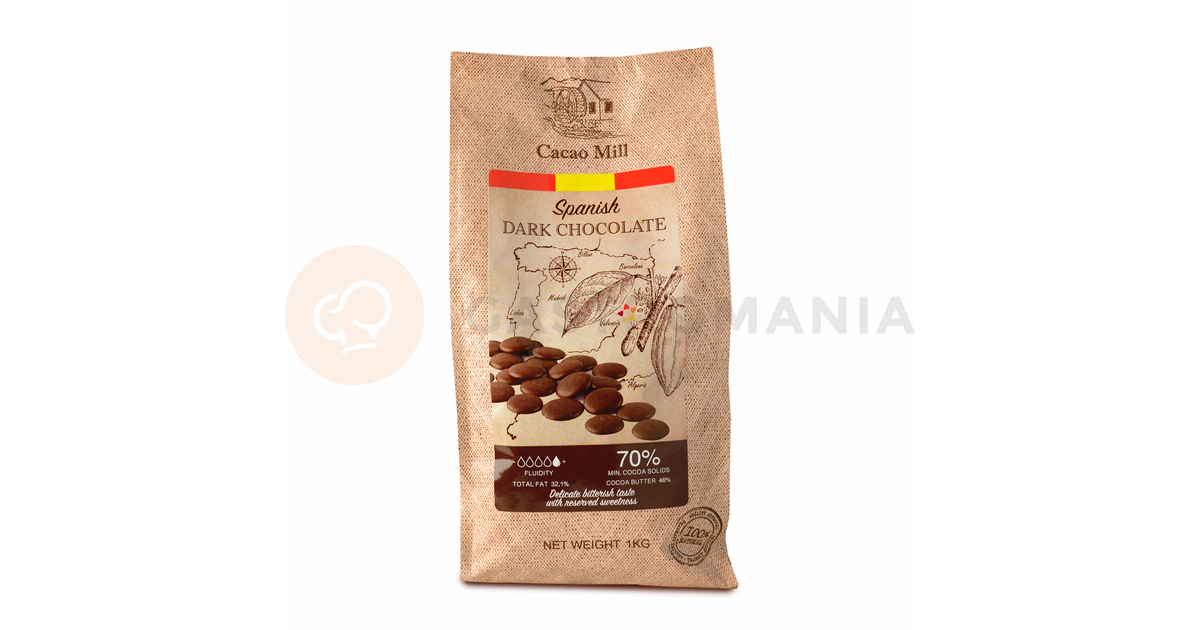 Španělská hořká čokoláda 70 %, 1 kg balení, dropsy | NATRA CACAO, Dark