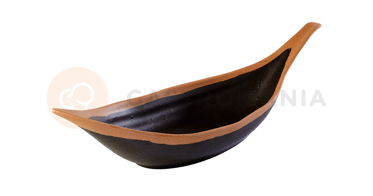 Servírovací tác z melaminu ve tvaru listu, tmavě hnědý 305x100x75 mm ...