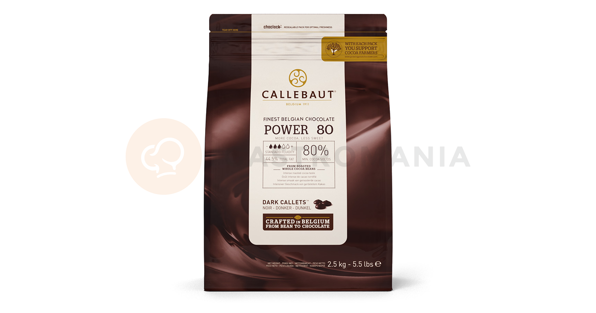 Hořká čokoláda 80% Callets 2,5 kg balení | CALLEBAUT, 80-20-44-E4-U71