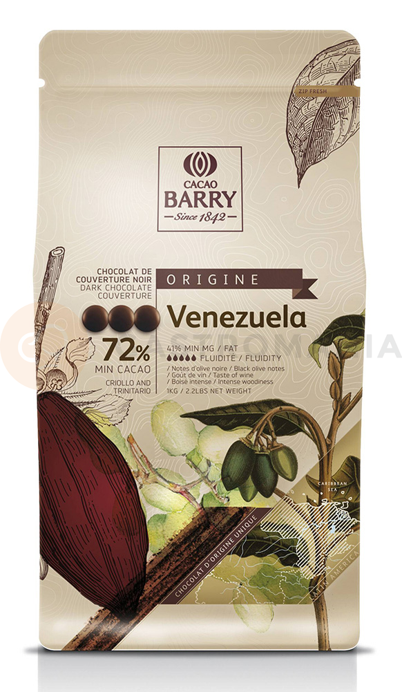 Hořká čokoláda - kuvertura Venezuela Origine 72%, 2,5 kg balení | CACAO ...