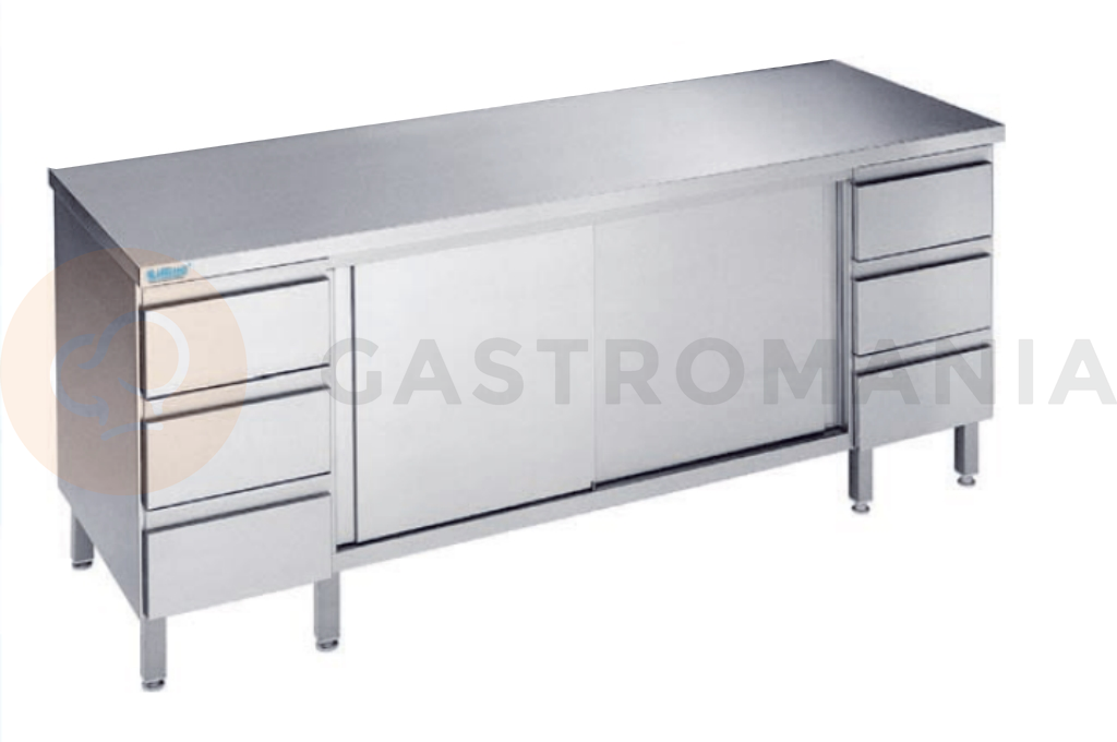 Podstavec pracovního stolu 1800x600x850 mm s 2 policemi, dvěma bloky 3 ...